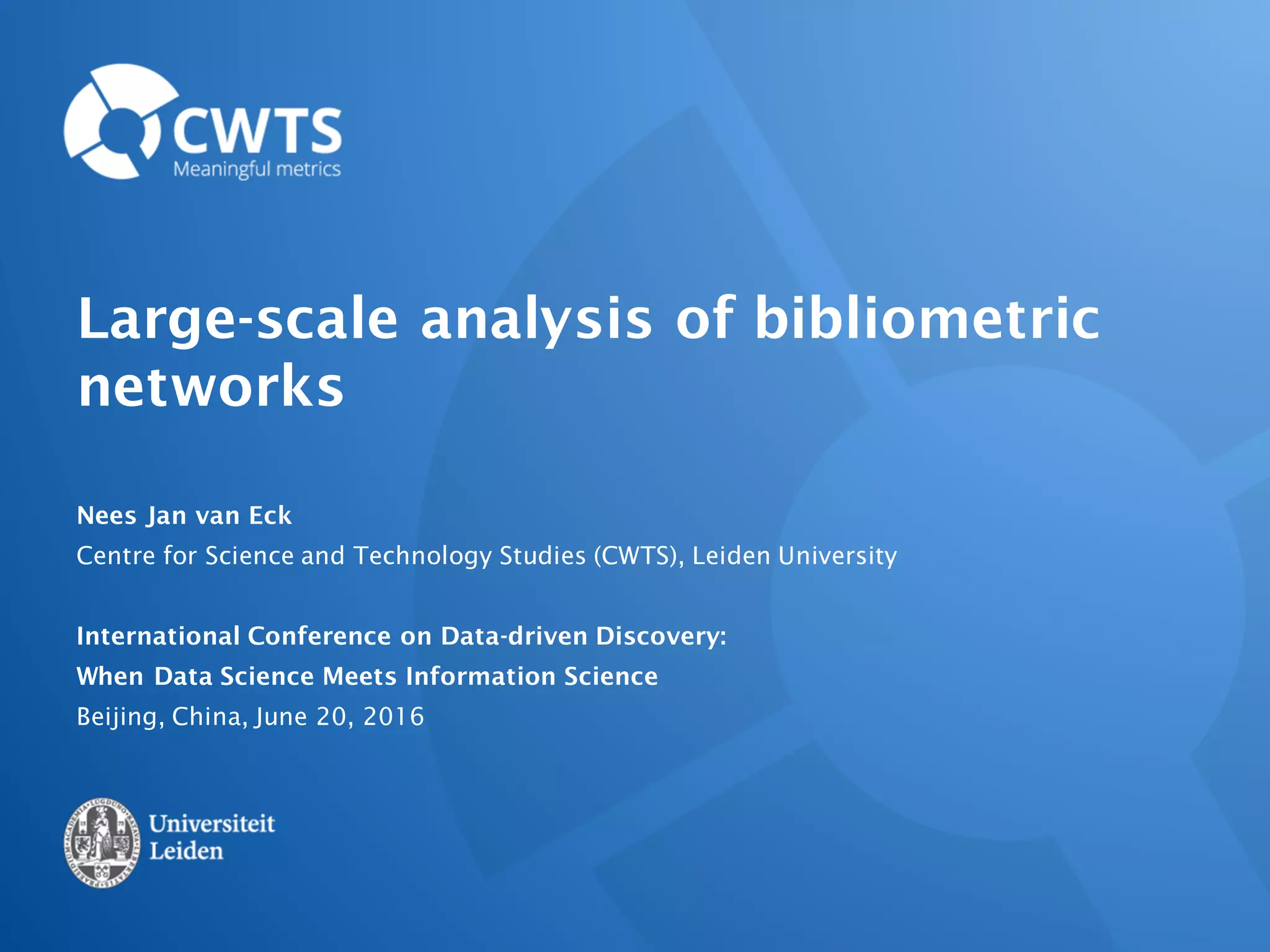 Large-scale analysis of bibliometric networks | PDF