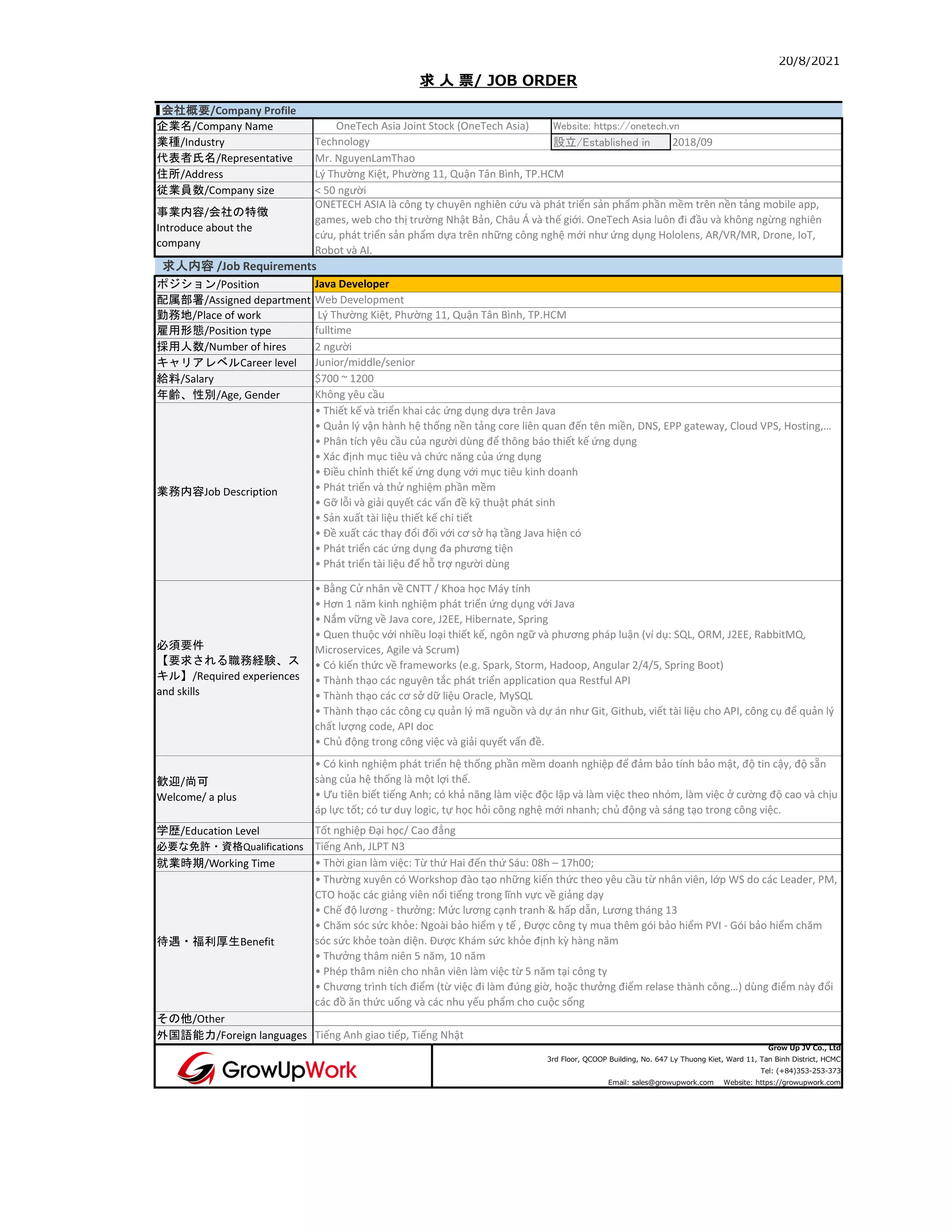 [Job Description] Java Developer | PDF