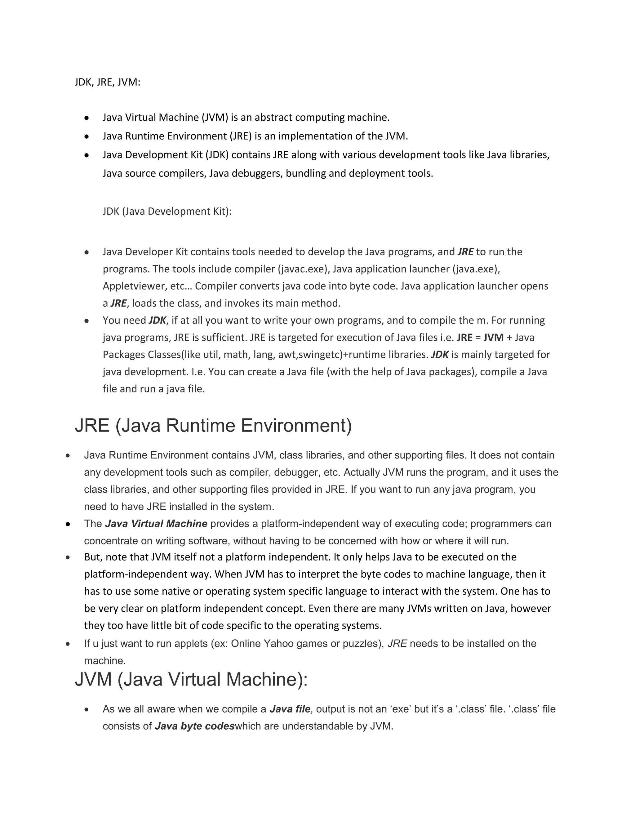 JDK,JRE,JVM | PDF