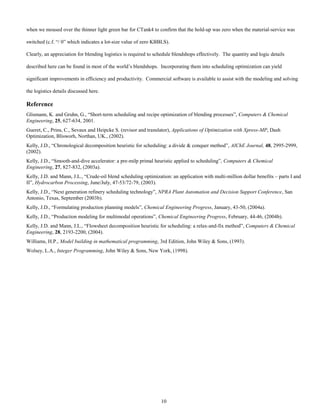Logistics: The Missing Link in Blend Scheduling Optimization | PDF
