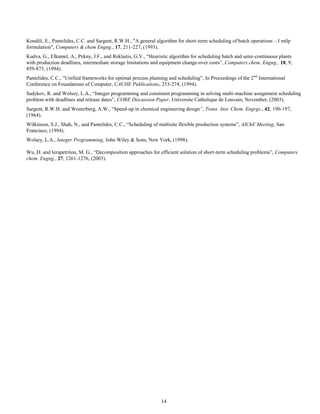 Flowsheet Decomposition Heuristic for Scheduling: A Relax & Fix Method | PDF