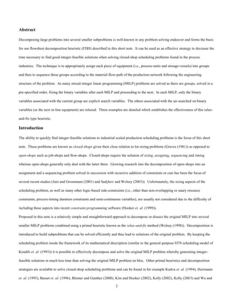 Flowsheet Decomposition Heuristic for Scheduling: A Relax & Fix Method | PDF