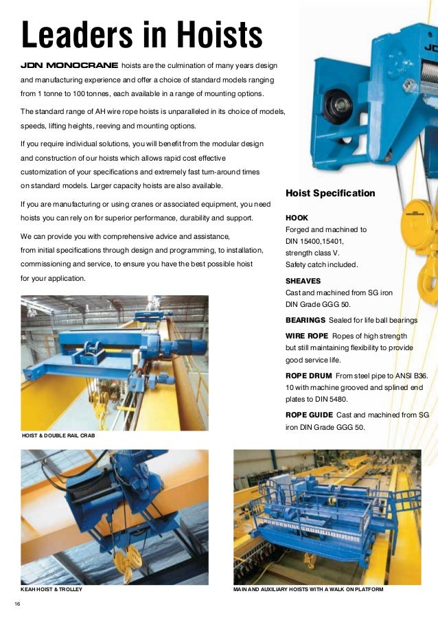 JDN Monocrane - The Leader in Cranes