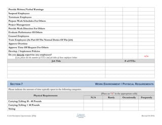 Job Description Update questionnaires to | PPT