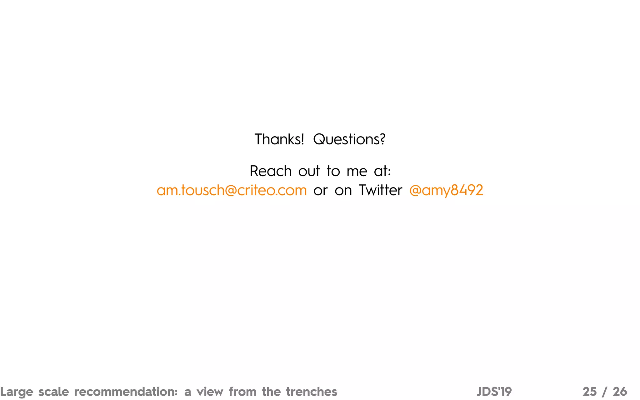 Large Scale Recommendation: a view from the Trenches | PPT