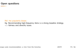 Large Scale Recommendation: a view from the Trenches | PPT