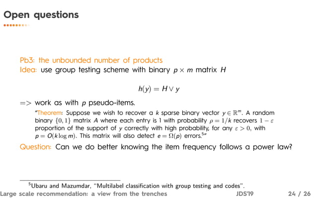 Large Scale Recommendation: a view from the Trenches | PPT