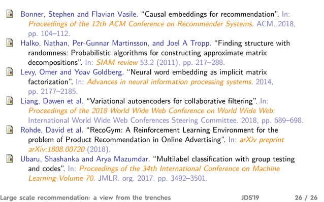 Large Scale Recommendation: a view from the Trenches | PPT