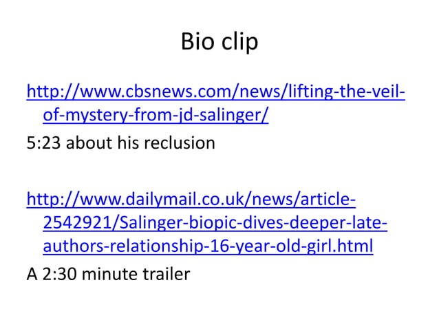 JD Salinger bio | PPTX