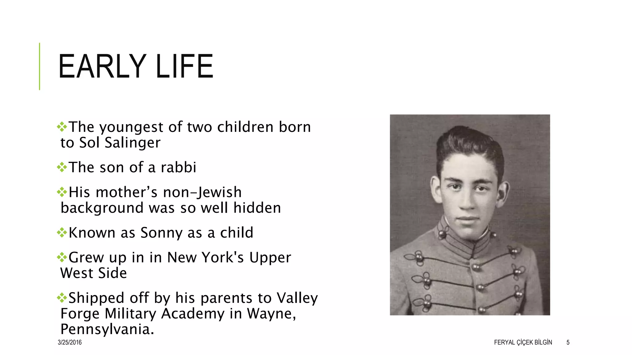 J.D. Salinger: His Life&Work | PPTX