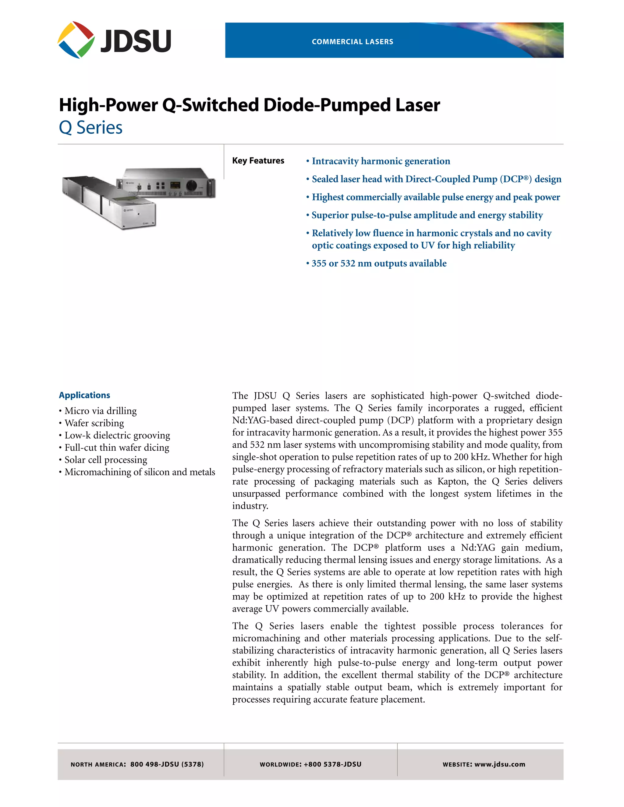JDASU Q302 High-Power Q-Switched Diode-Pumped Laser | PDF