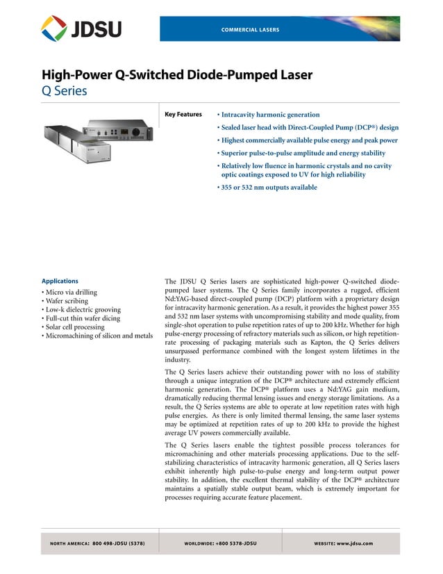 JDASU Q302 High-Power Q-Switched Diode-Pumped Laser | PDF