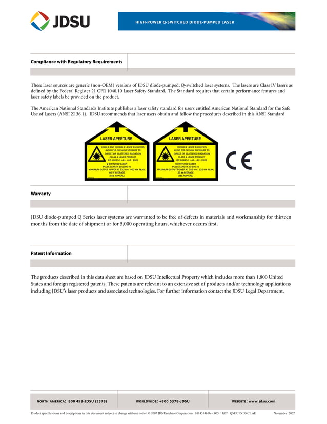 JDASU Q302 High-Power Q-Switched Diode-Pumped Laser | PDF