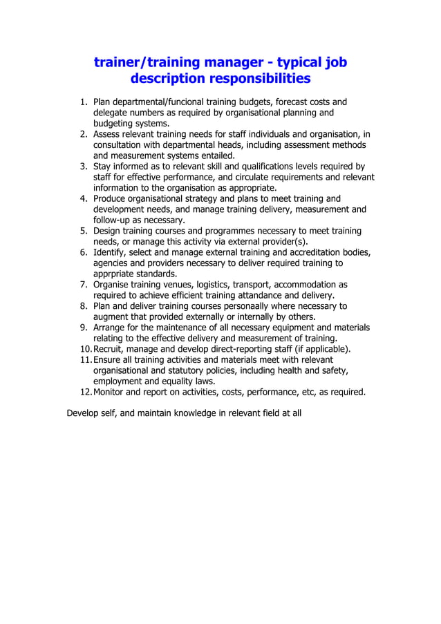 J d trainer tranning manager | DOC