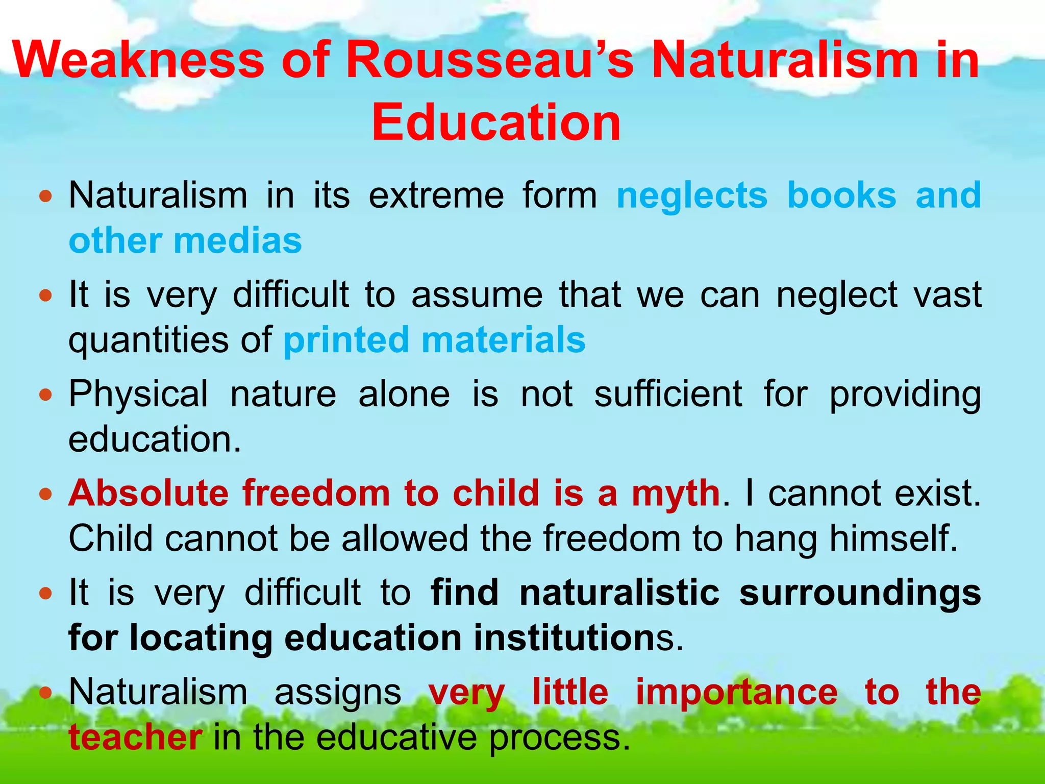 Jean jacques rousseau and his contribution in educational philosophy | PPTX