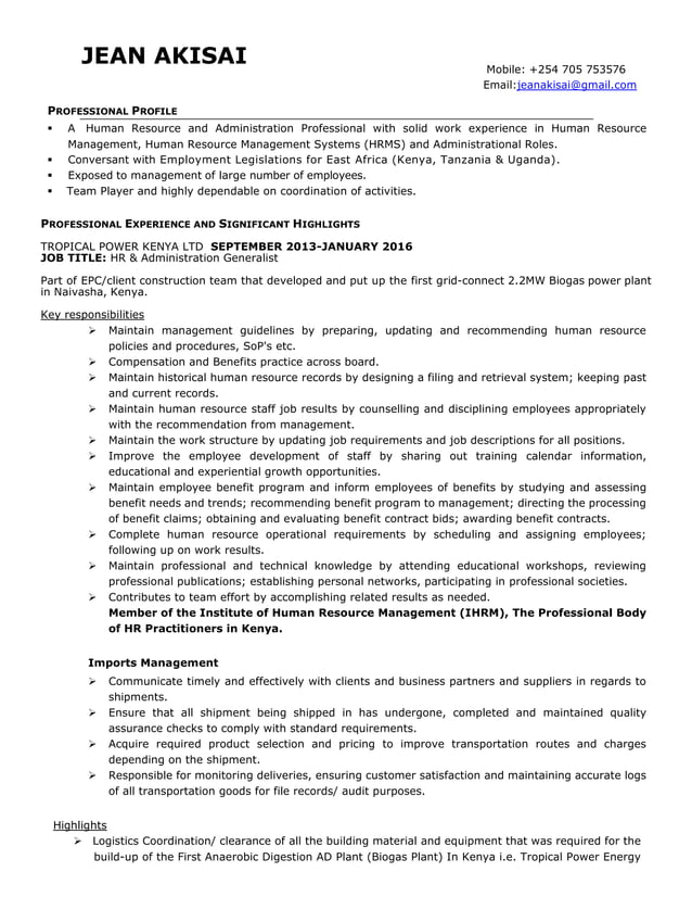 Jean Akisai CV | PDF