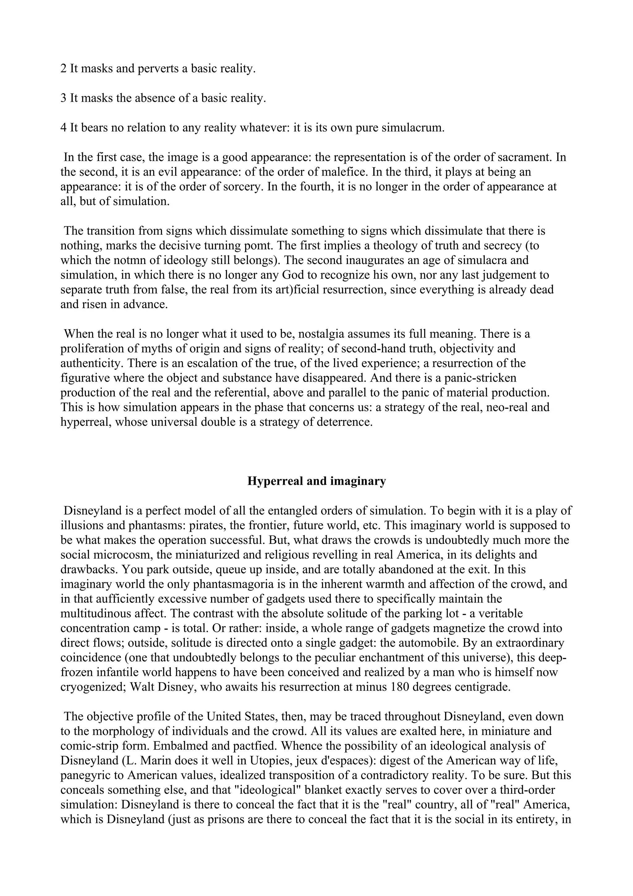 Jean Baudrillard Simulacra And Simulations | DOC