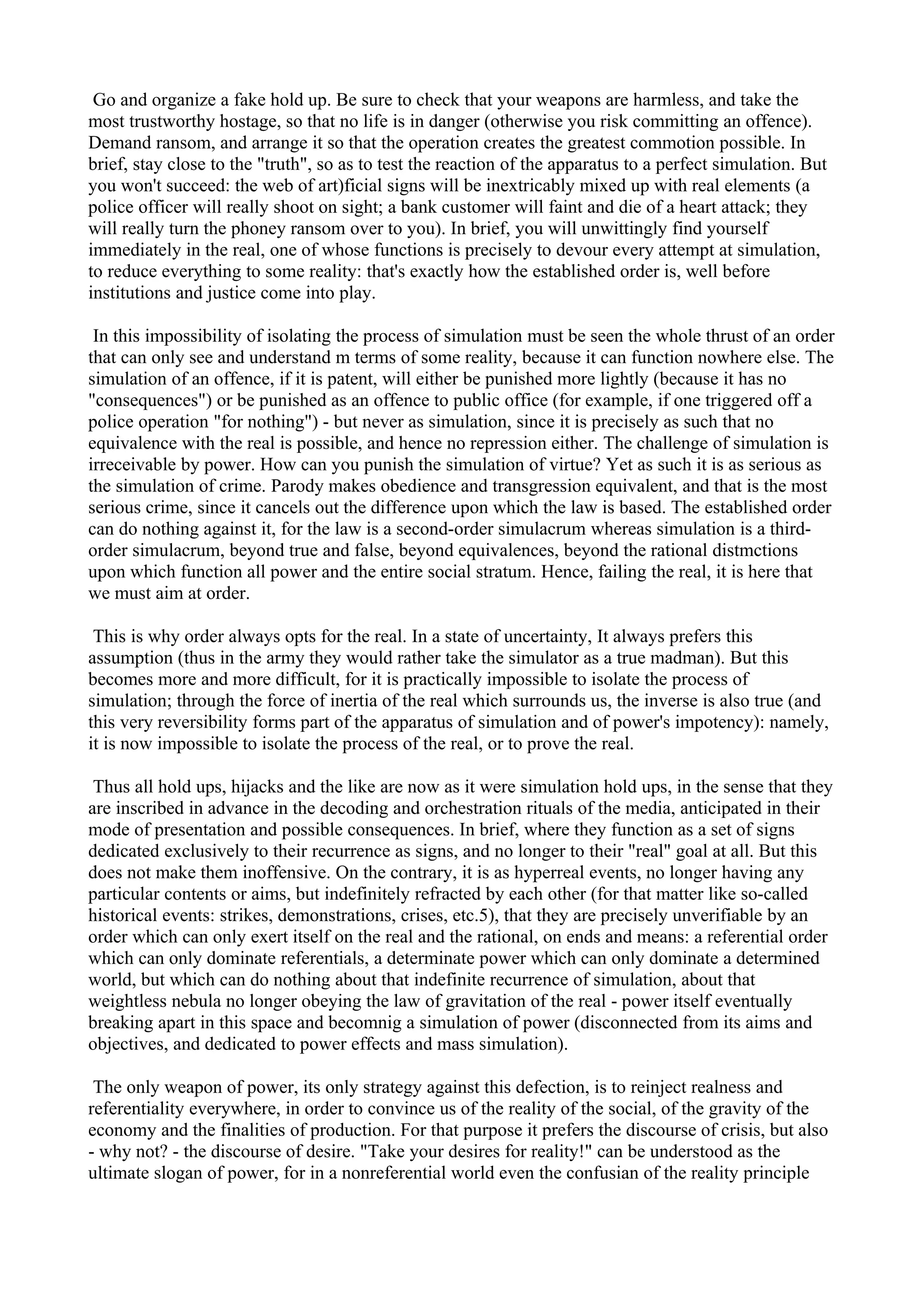 Jean Baudrillard Simulacra And Simulations | DOC