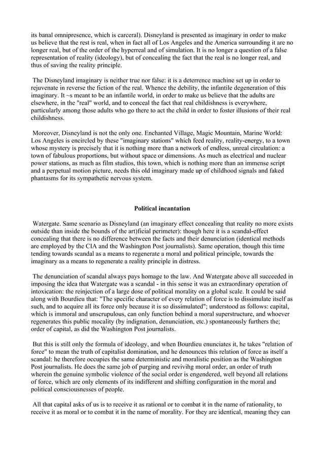 Jean Baudrillard Simulacra And Simulations | PDF