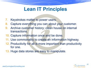 A story of lean IT transformation by Jean Cunningham - European Lean IT ...