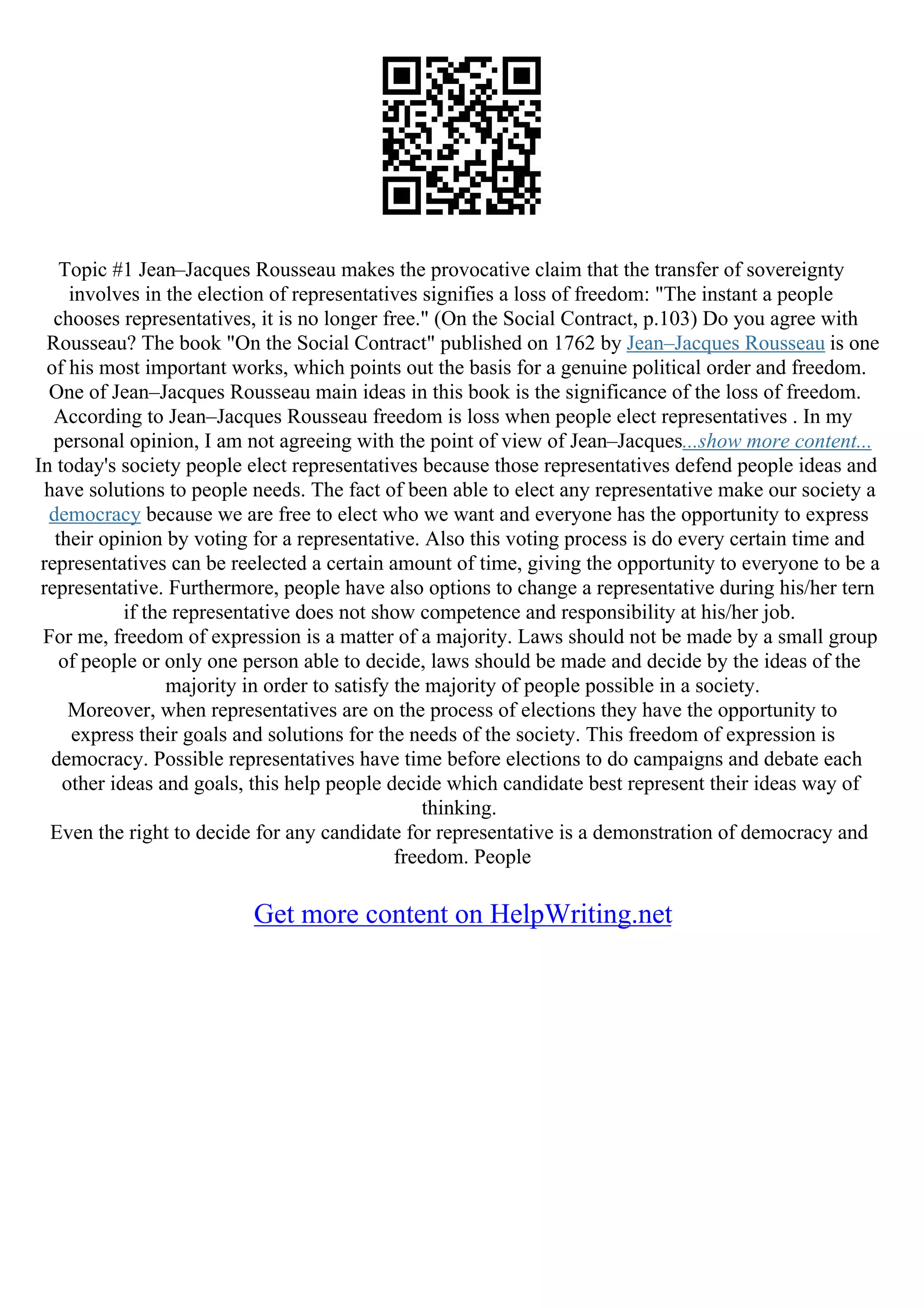 Jean Jacques Rousseau Essay | PDF