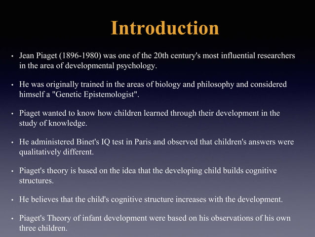 Jean Piaget: Theory of Cognitive Development | PPTX