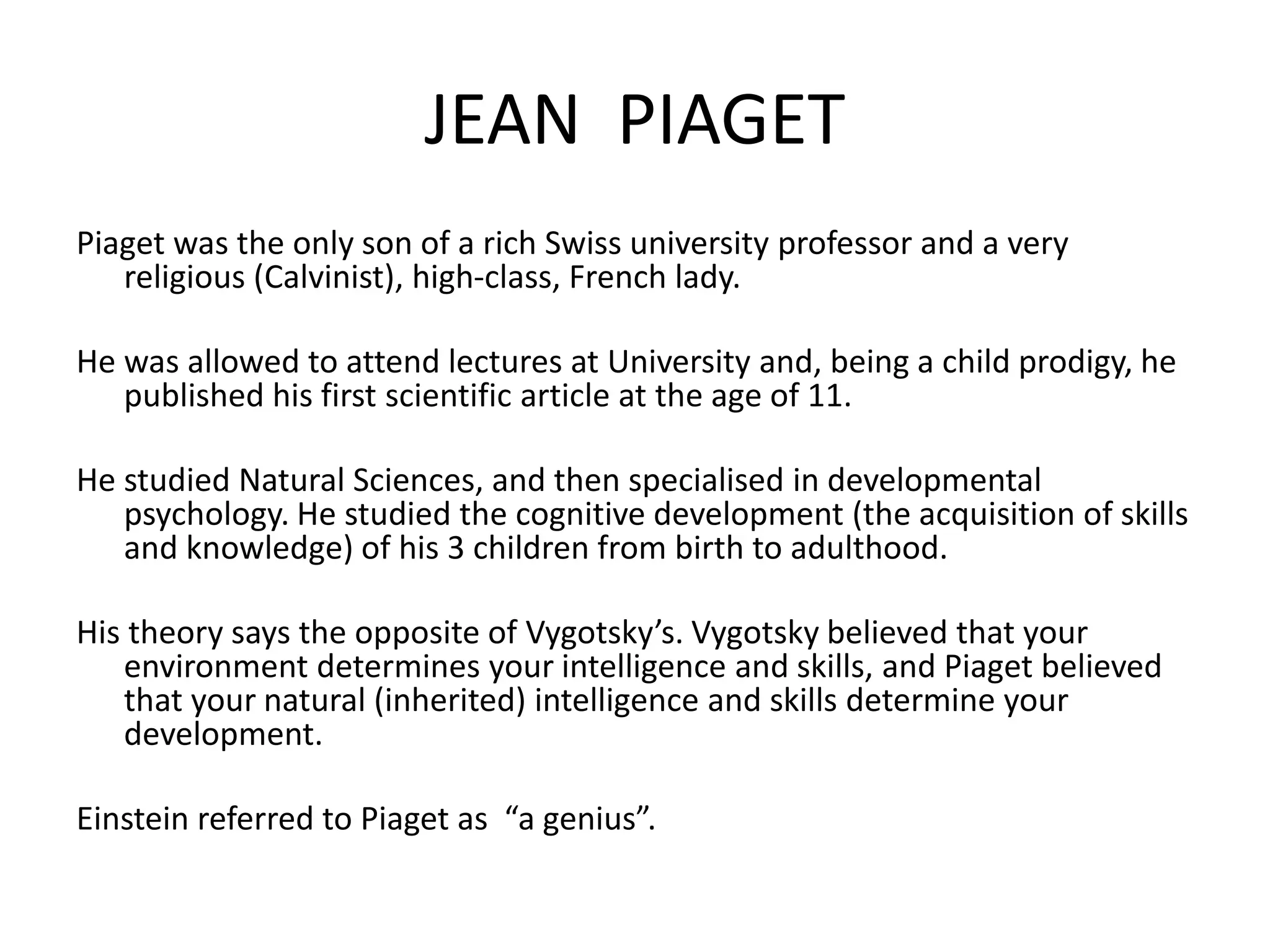 Jean Piaget cognitive theory | PPTX