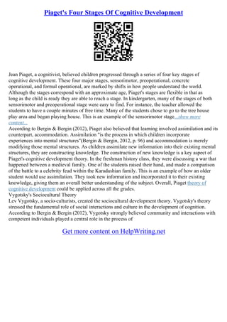 Jean Piaget Essay | PDF