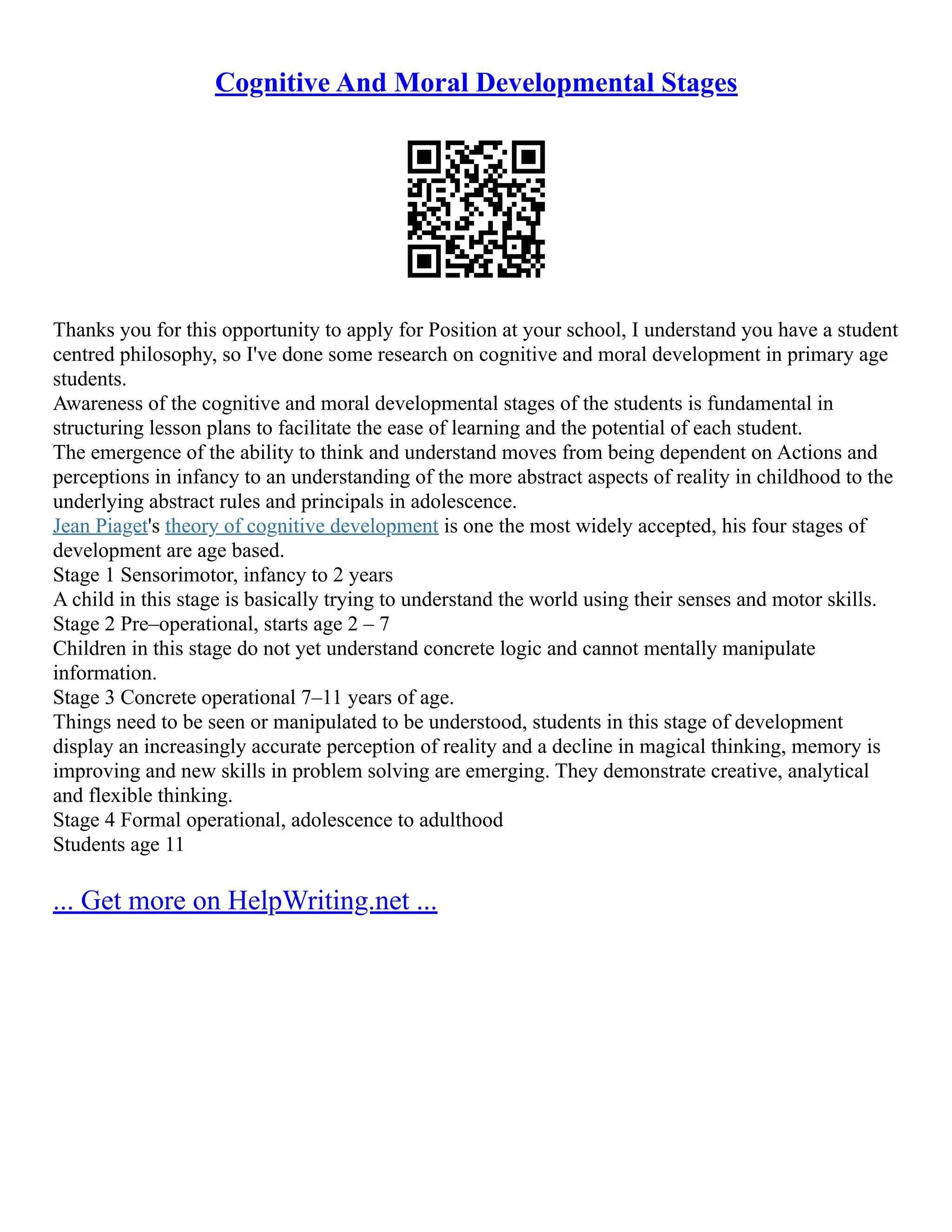 Jean Piagets Theory | PDF