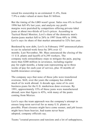 Jeans Therapy Levis Factory Workers Are Assigned to Teams, A.docx