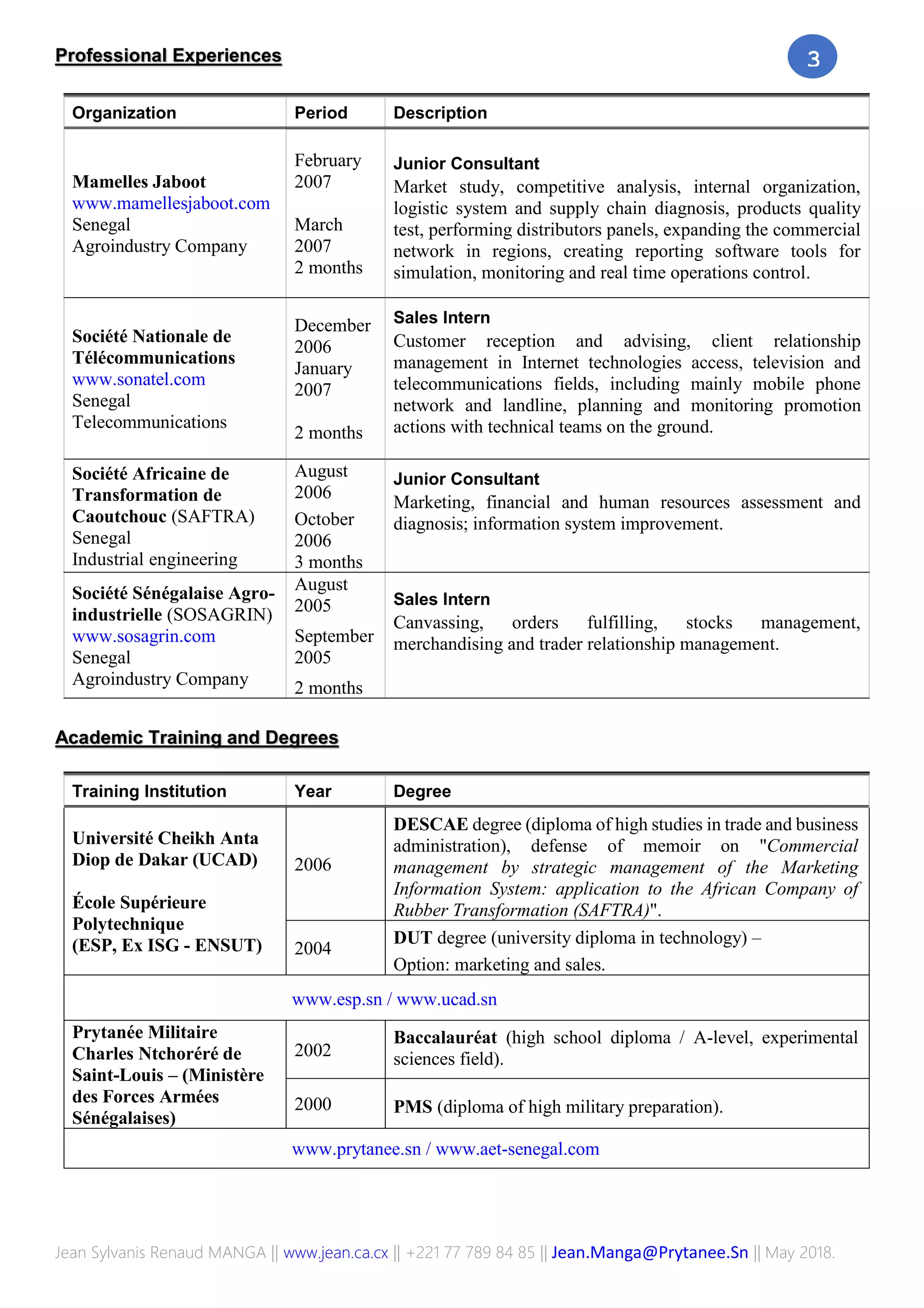 Jean Sylvanis Renaud Manga Detailed Resume May 2018 | PDF