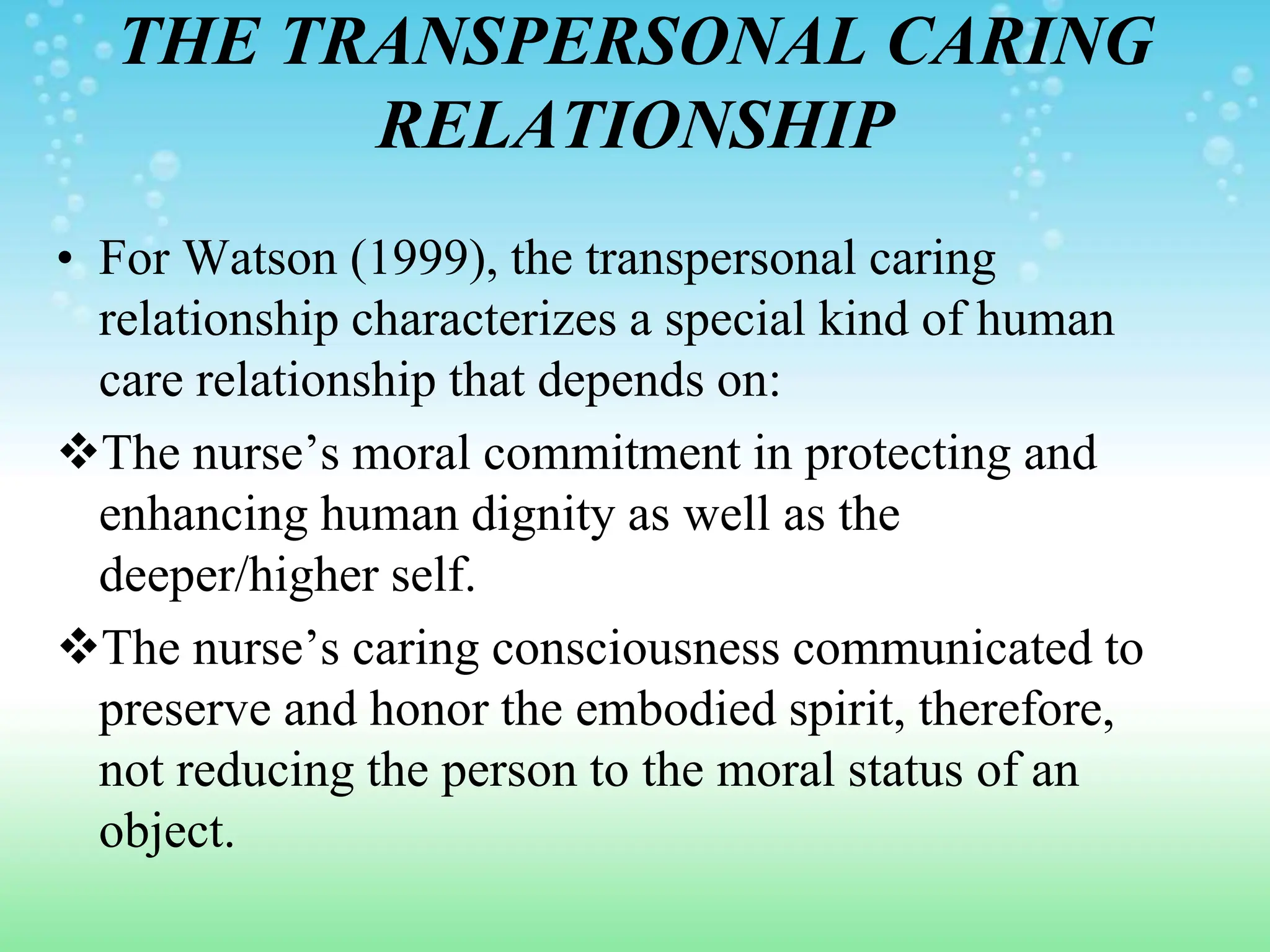 **Jean Watson's Theory of Human Caring** | PPT