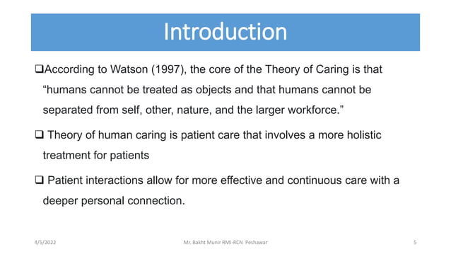 Jean watson's theory of human caring | PPTX | Holistic Health ...
