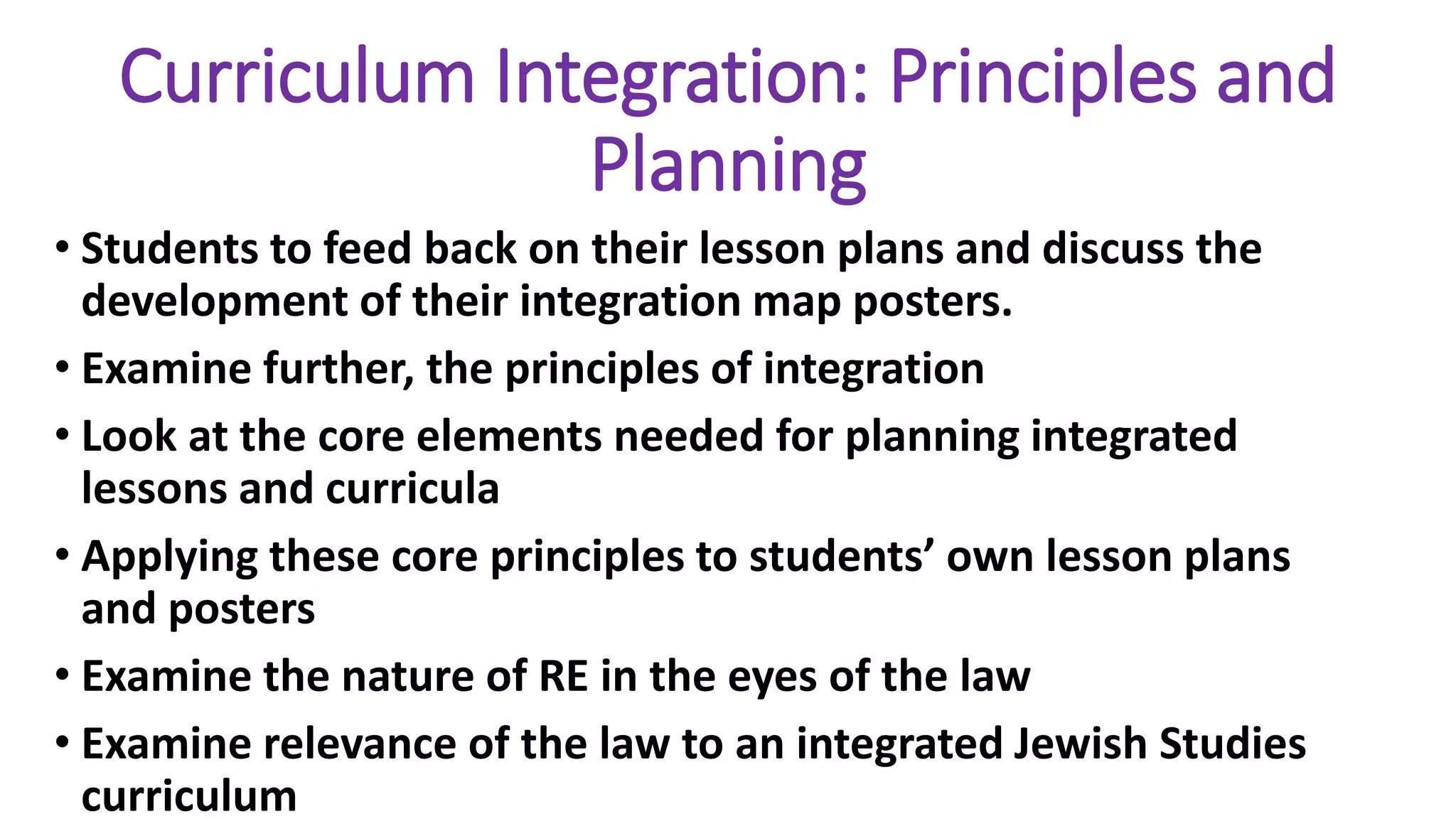 JED 426 Session 6 Curriculum Integration Principles and Planning | PPT