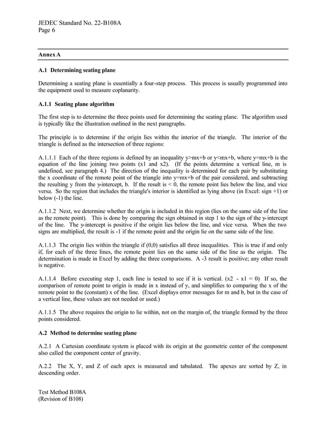 Jedec standard (coplanarity test for surface mount semiconductor ...