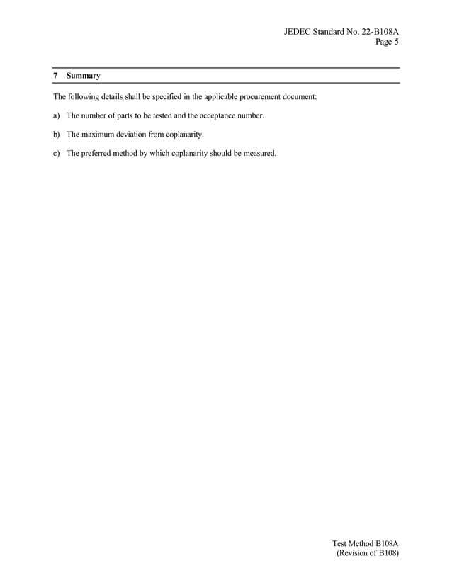 Jedec standard (coplanarity test for surface mount semiconductor ...