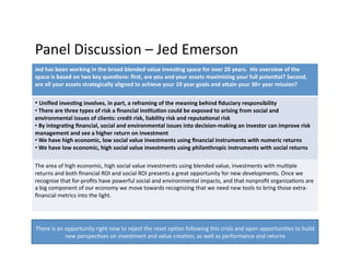 From Blended Value to Impact Investing - Event report | PPT