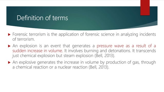 Forensic Terrorism: Detection of Explosives | PPTX