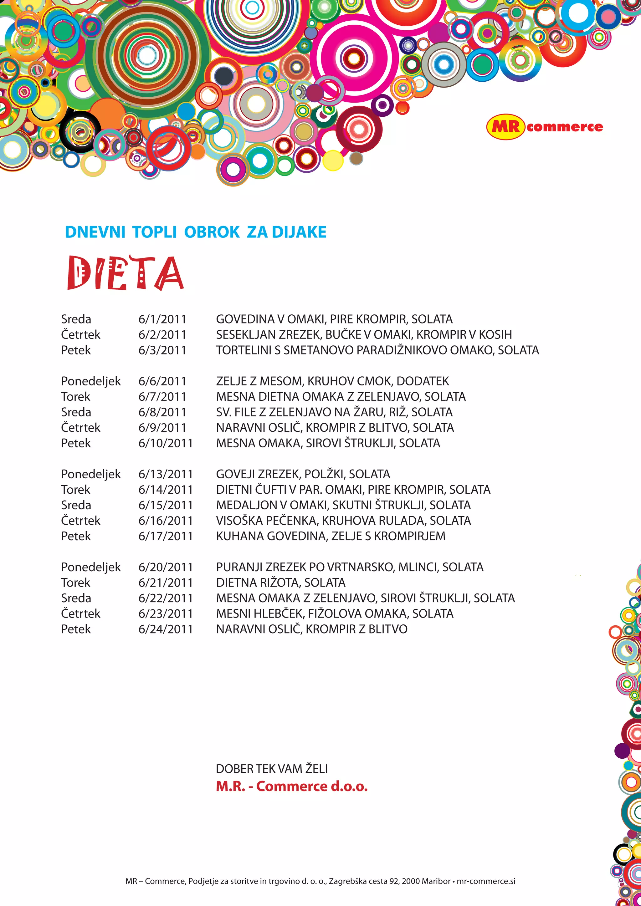 Jedilniki 2011 junij | PDF