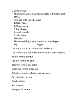 ENGLISH NOTES FOR GRADE 3 ENGLISH SUBJECT | DOCX