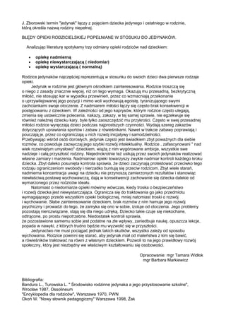 Jedynak i wielodzietność | DOC