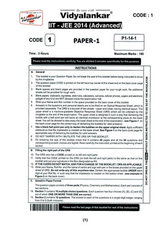 Jee advanced-2014-question-paper1-with-solution | PDF