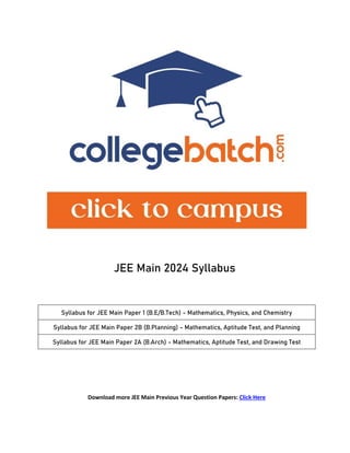 JEE Main Syllabus 2024 PDF Free Download | PDF