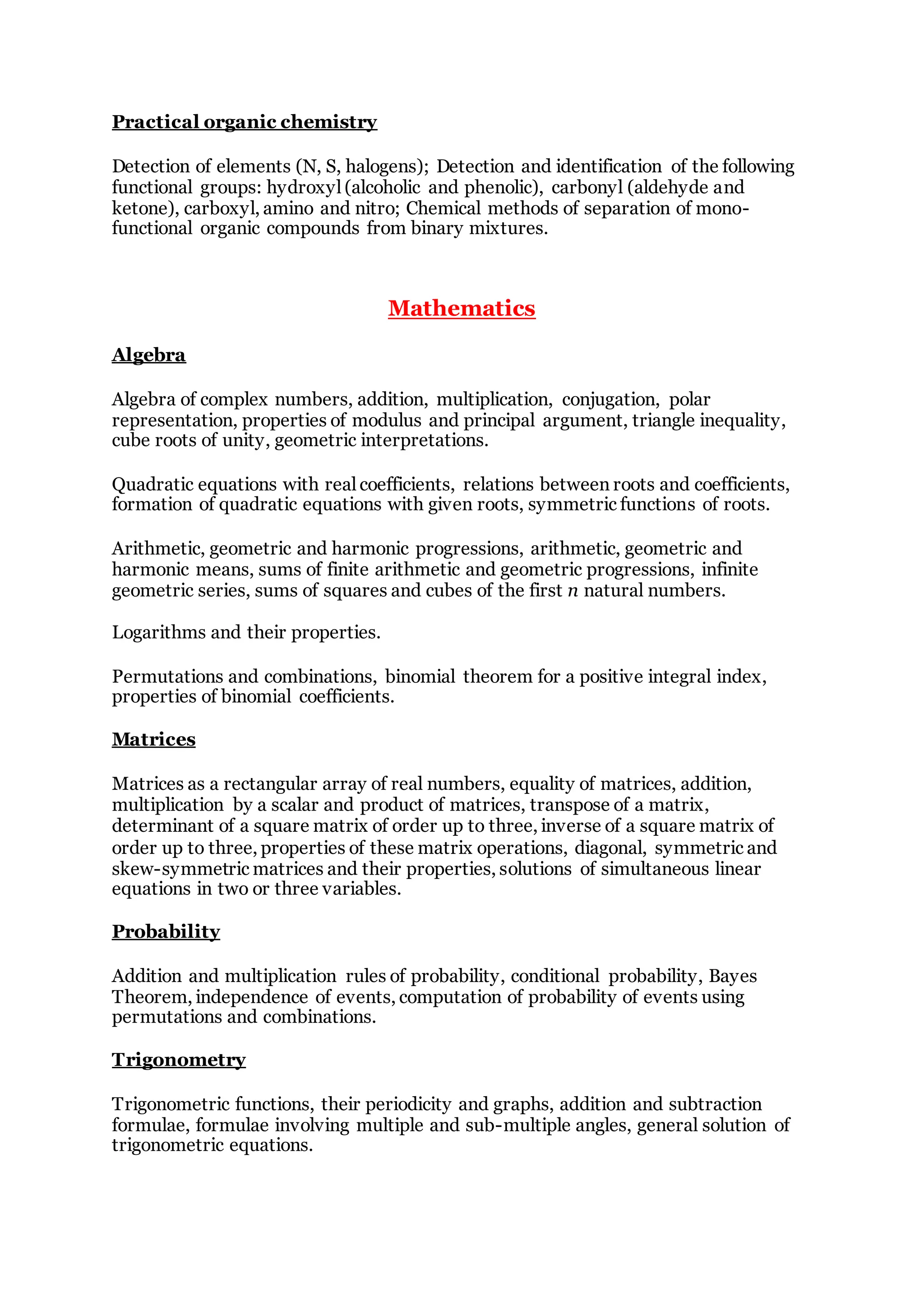 Jee advanced syllabus 2020 | DOCX | Science