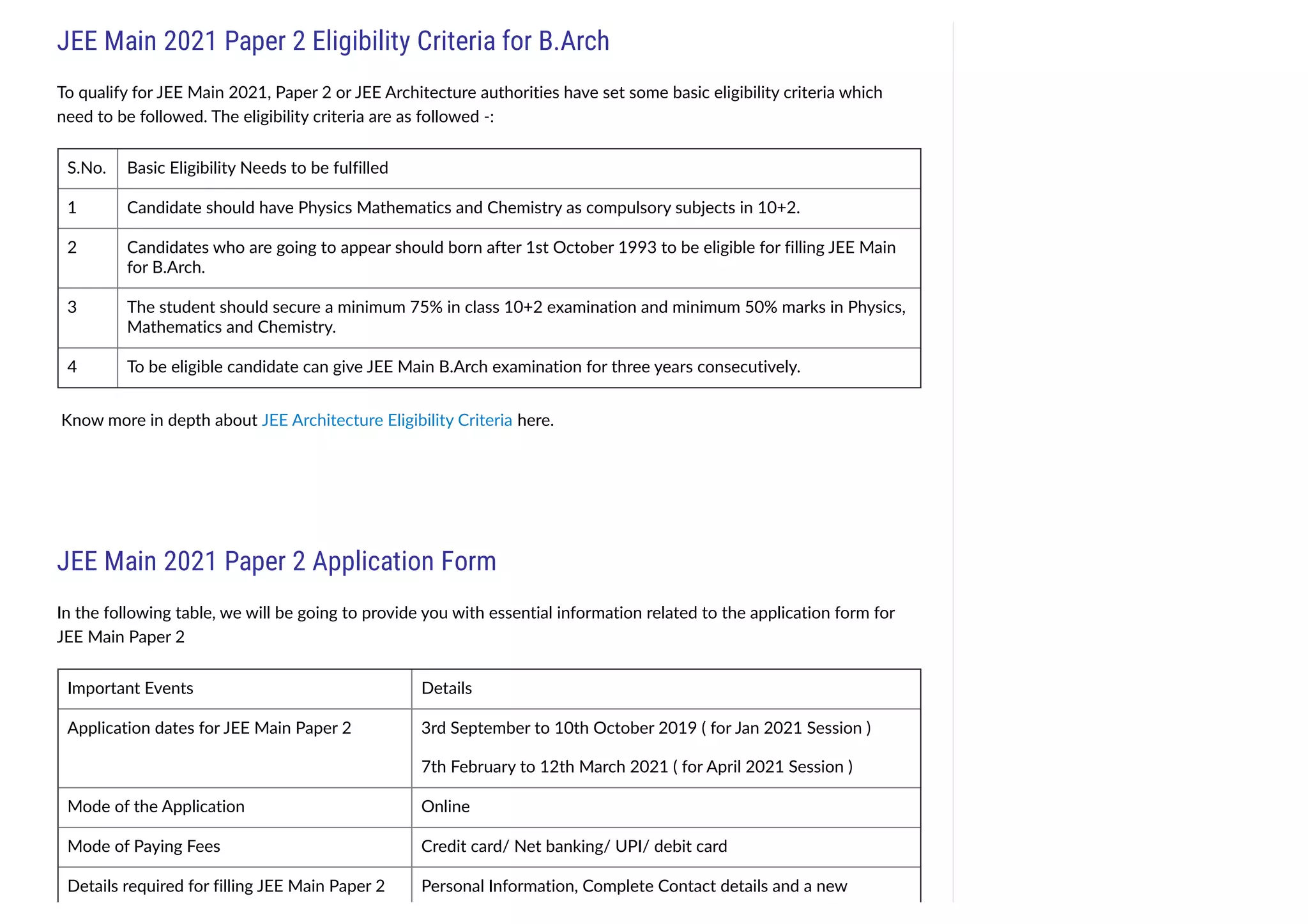 Jee architecture exam dates | PPT