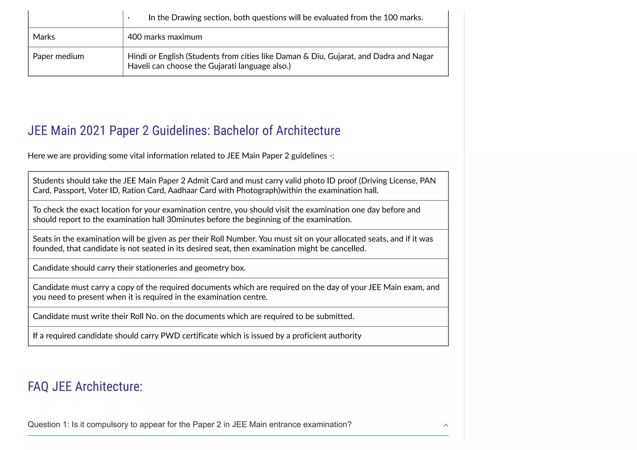 Jee architecture exam dates | PPT