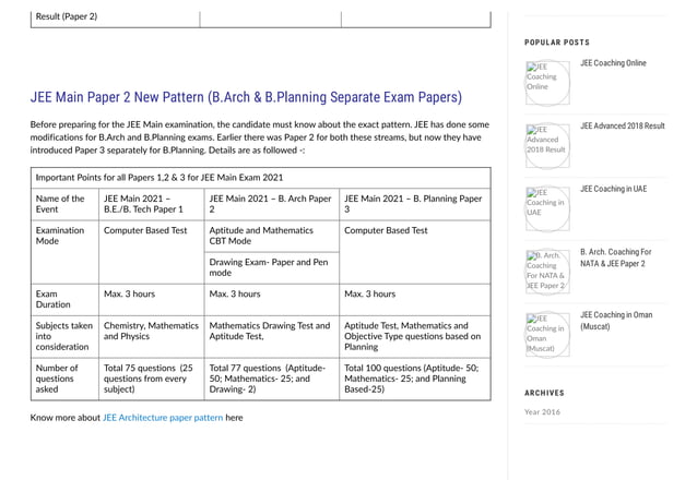 Jee architecture exam dates | PPT