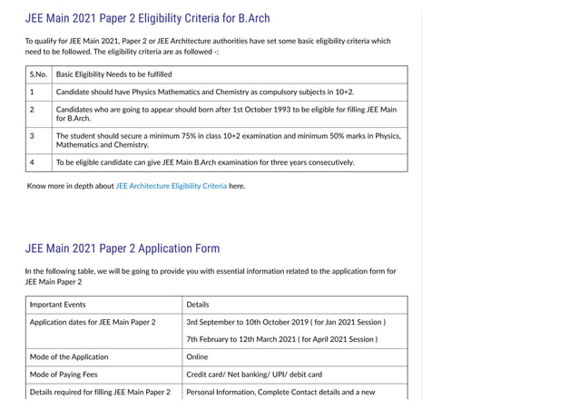 Jee architecture exam dates | PPT
