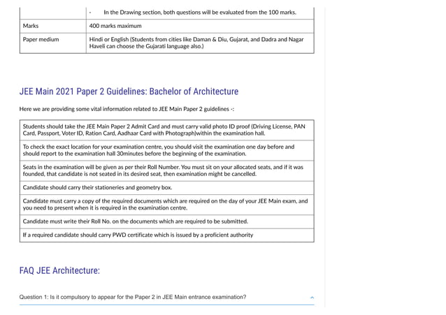 Jee architecture exam dates | PPT
