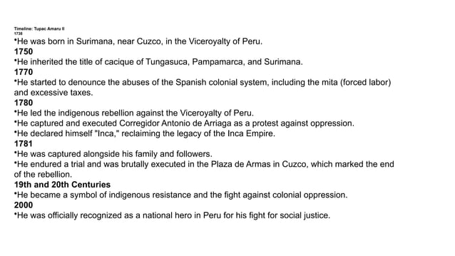 Algo que aprender de la historia de Tupac Amaru II: | PPT